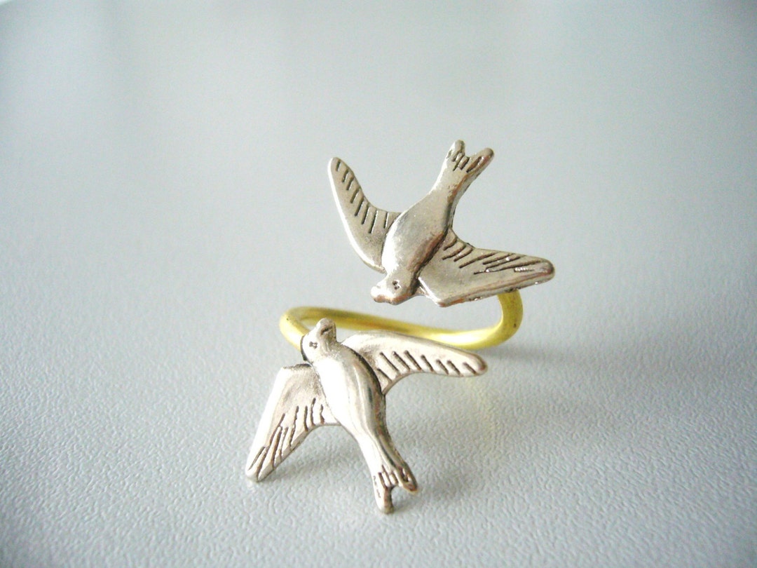 Silver Bird Ring, Adjustable Ring, Animal Ring, Silver Ring, Statement ...