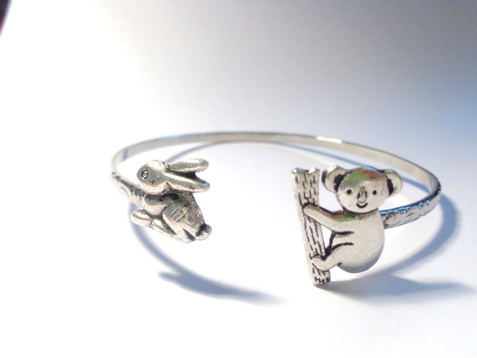 Silver Bunny and Koala Bracelet, Animal Bracelet, Charm Bracelet ...