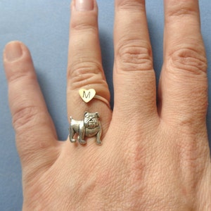 Personalized Dog Ring Wrap Style, Adjustable Heart, Animal Ring, Silver ...