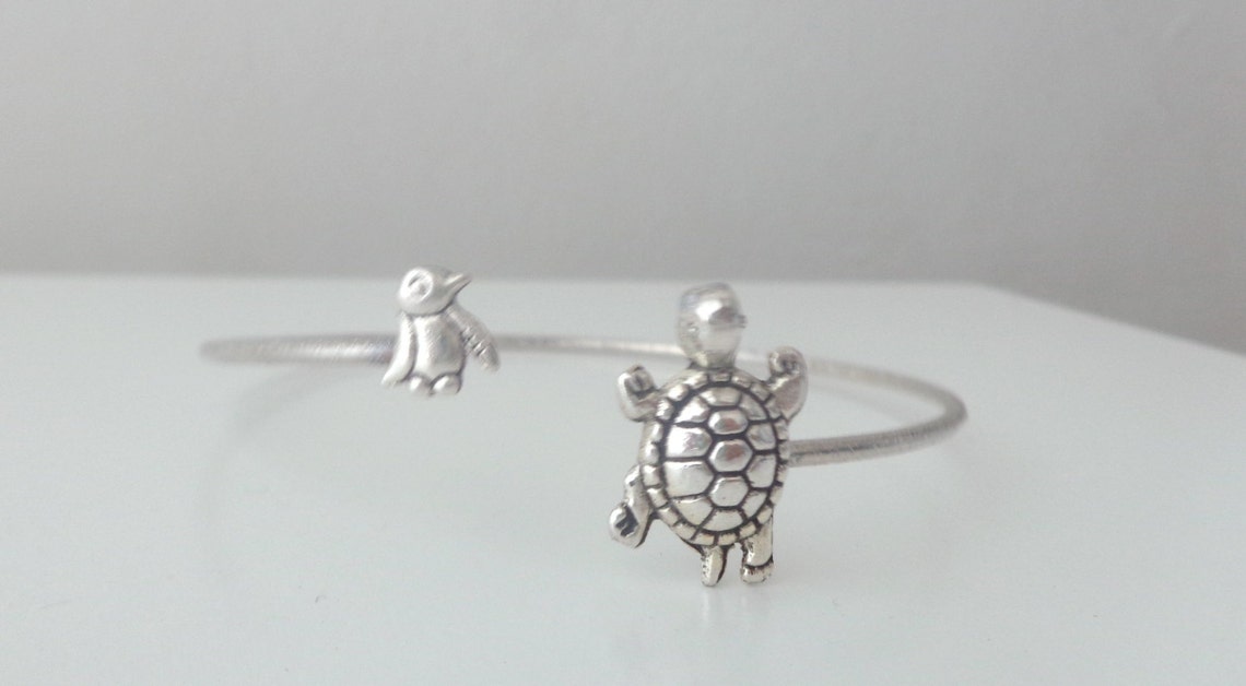 Turtle Cuff Bracelet With a Penguin Wrap Style - Etsy