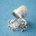 Crab Ring With a Shell Wrap Style, Adjustable Ring, Animal Ring, Silver ...