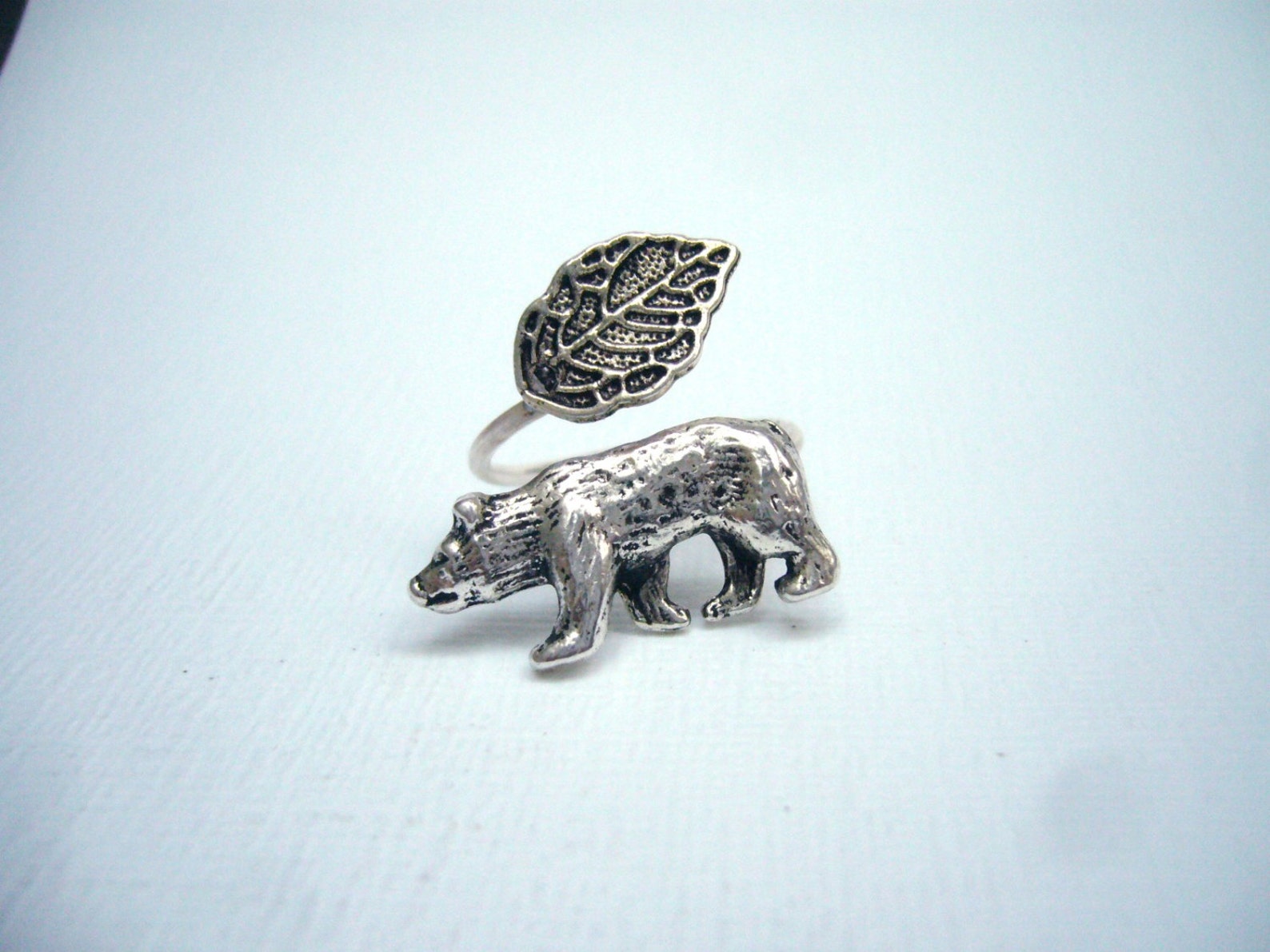 Silver Bear Ring Wrap Style, Adjustable Ring, Animal Ring, Silver Ring ...