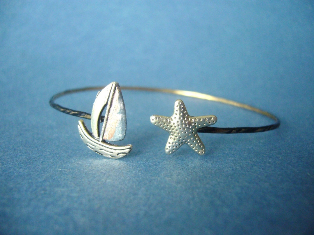 Shell and Boat Delicate Bracelet Wrap Shell Jewelery. Nautical Bracelet ...