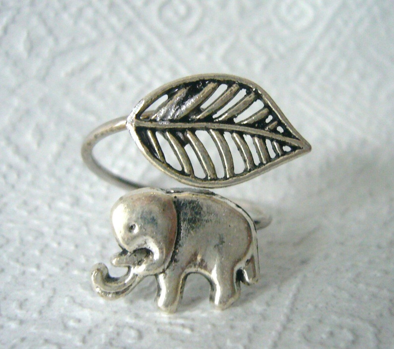 Elephant Wrap Ring, Adjustable Ring - Etsy
