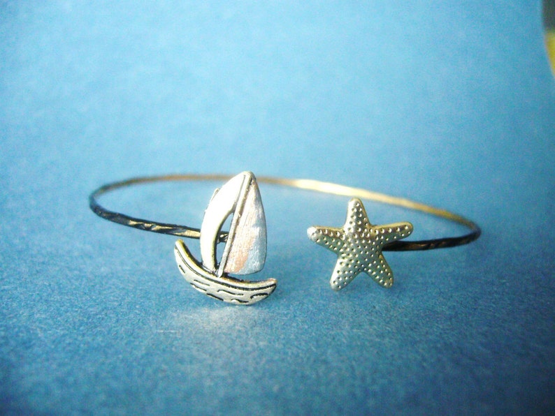 Shell and Boat Delicate Bracelet Wrap Shell Jewelery. Nautical Bracelet ...
