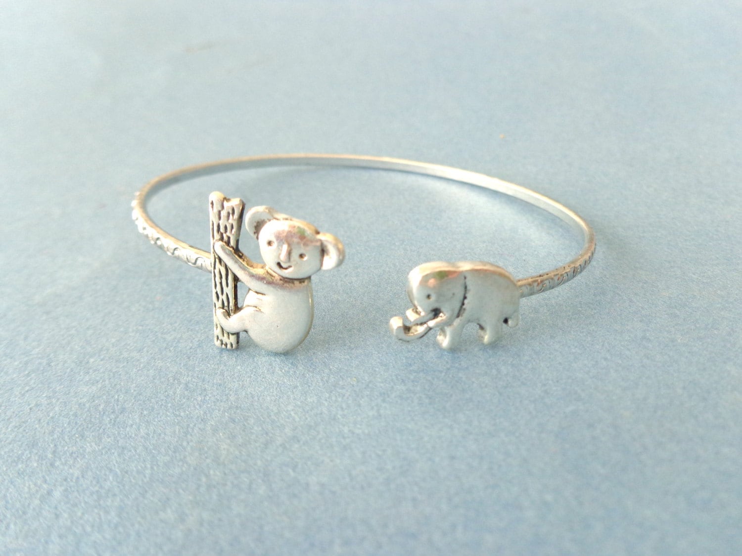 Silver Elephant and Koala Bracelet Animal Bracelet Charm - Etsy