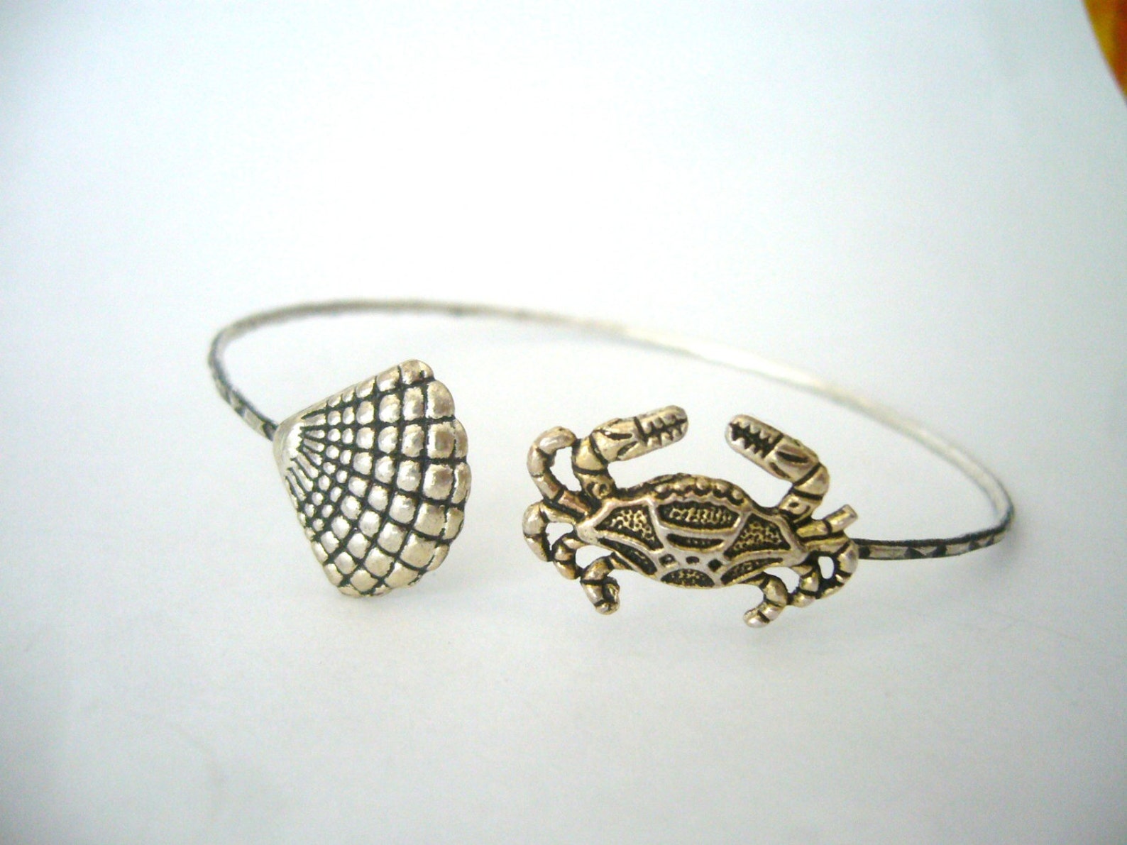 Crab Bracelet With a Shell. Wrap Crab Jewelery. Nautical Bracelet ...