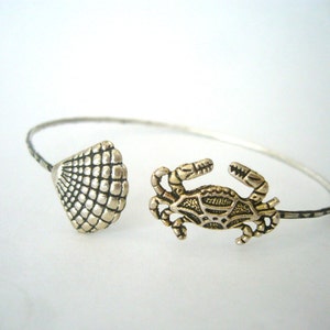Crab Bracelet With a Shell. Wrap Crab Jewelery. Nautical Bracelet ...