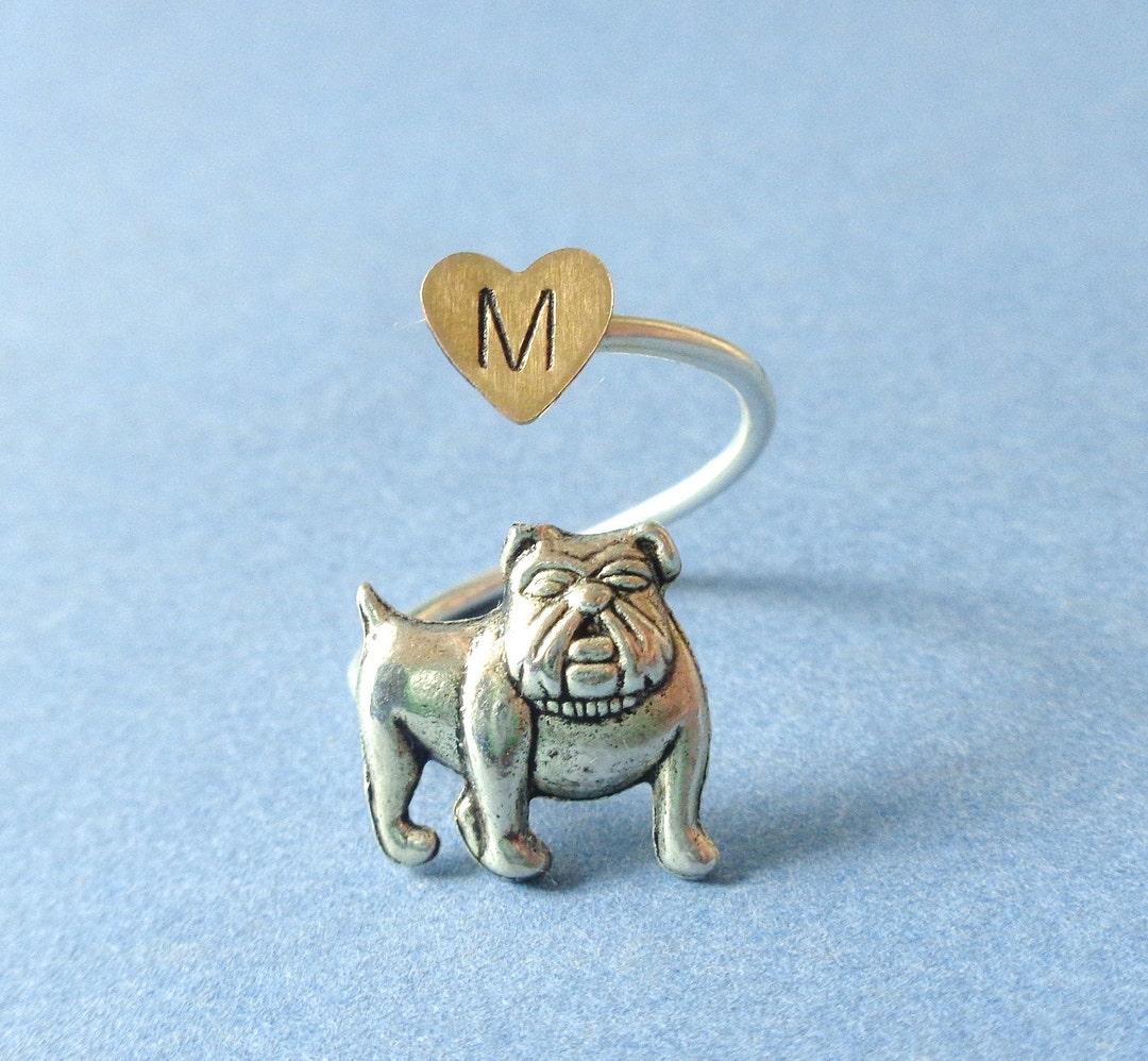 Personalized Dog Ring Wrap Style, Adjustable Heart, Animal Ring, Silver ...