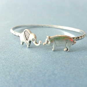 Elephant Cuff Bracelet With a Pig Wrap Style, Animal Bracelet, Charm ...