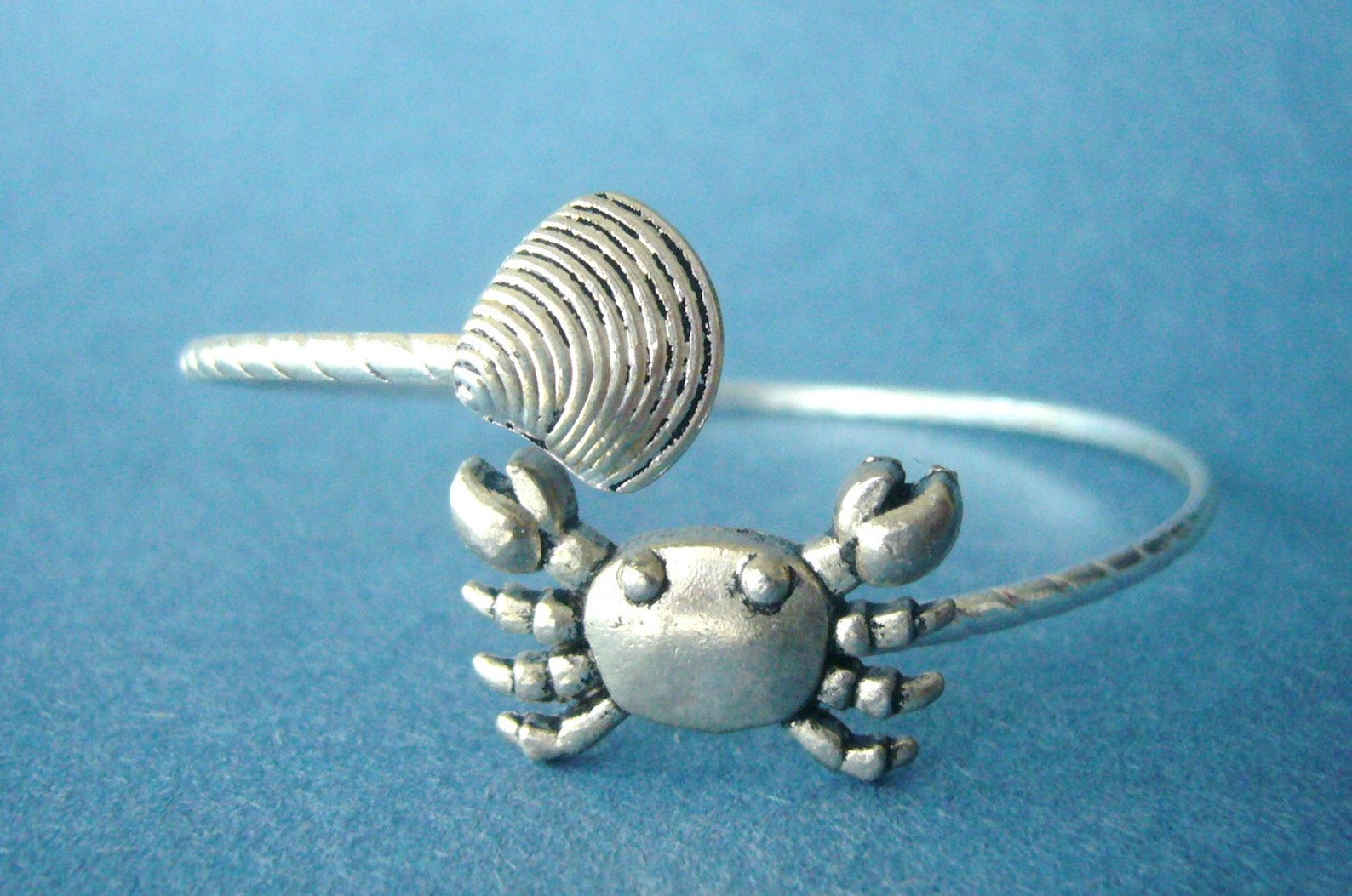 Crab Bracelet With a Shell. Wrap Crab Jewelery. Nautical Bracelet - Etsy