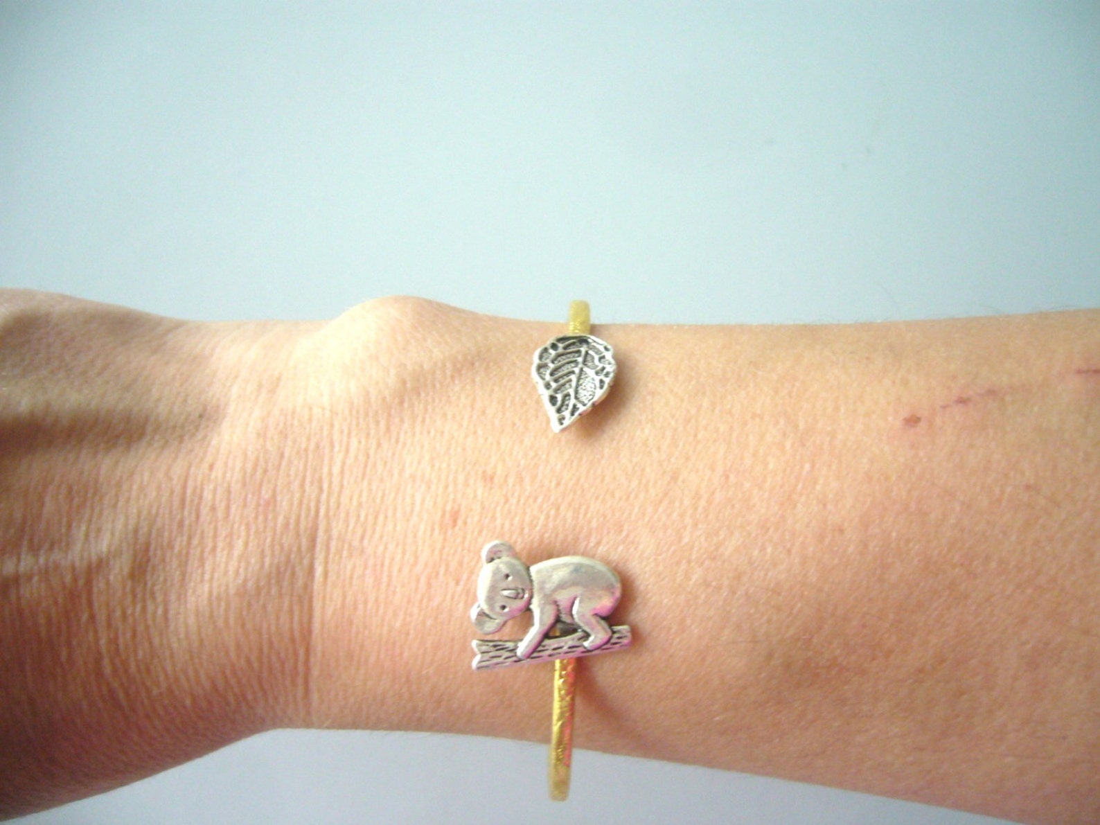 Koala Wrap Bracelet With a Leaf Animal Bracelet Charm | Etsy
