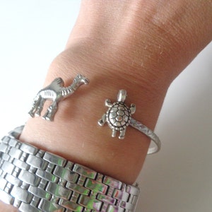 Silver Turtle and Camel Bracelet, Animal Bracelet, Charm Bracelet ...