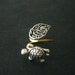 Turtle Wrap Ring With a Leaf, Adjustable Ring, Animal Ring, Silver Ring ...