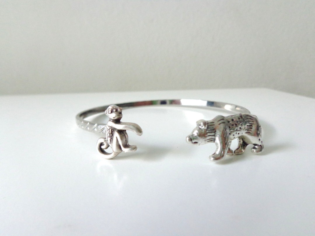 Bear Monkey Bracelet, Wrap Style, Animal Bracelet, Charm Bracelet ...