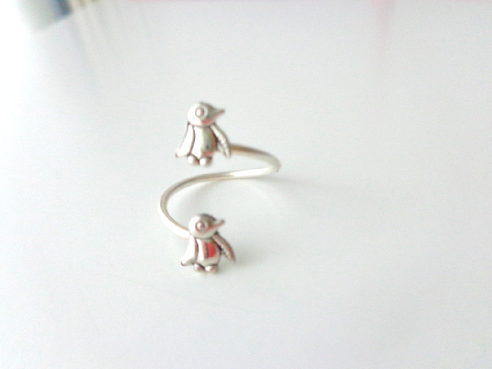Silver Penguin Ring Wrap Style Adjustable Ring Animal Ring - Etsy