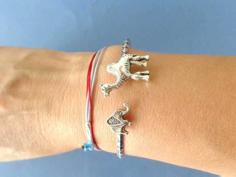 Silver Elephant and Camel Bracelet, Animal Bracelet, Charm Bracelet ...