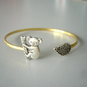 Koala Wrap Bracelet With a Leaf, Animal Bracelet, Charm Bracelet ...