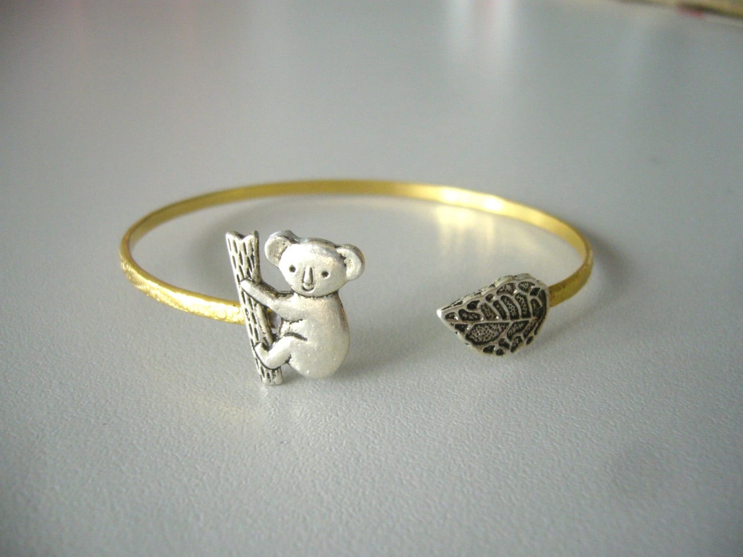 Koala Wrap Bracelet With a Leaf Animal Bracelet Charm | Etsy