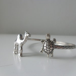 Silver Turtle and Camel Bracelet, Animal Bracelet, Charm Bracelet ...