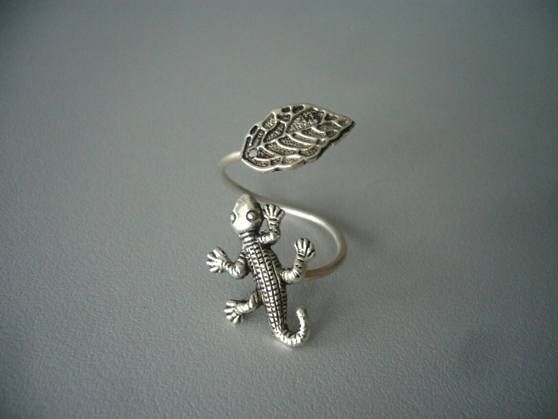 Silver Lizard Ring, Gecko Ring, Adjustable Ring, Animal Ring, Silver ...