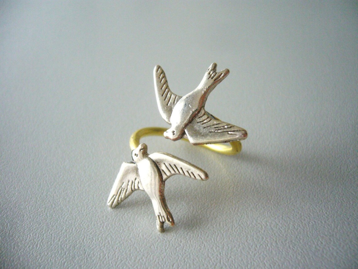 Silver Bird Ring, Adjustable Ring, Animal Ring, Silver Ring, Statement ...