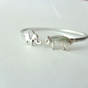 Elephant Cuff Bracelet With a Pig Wrap Style, Animal Bracelet, Charm ...