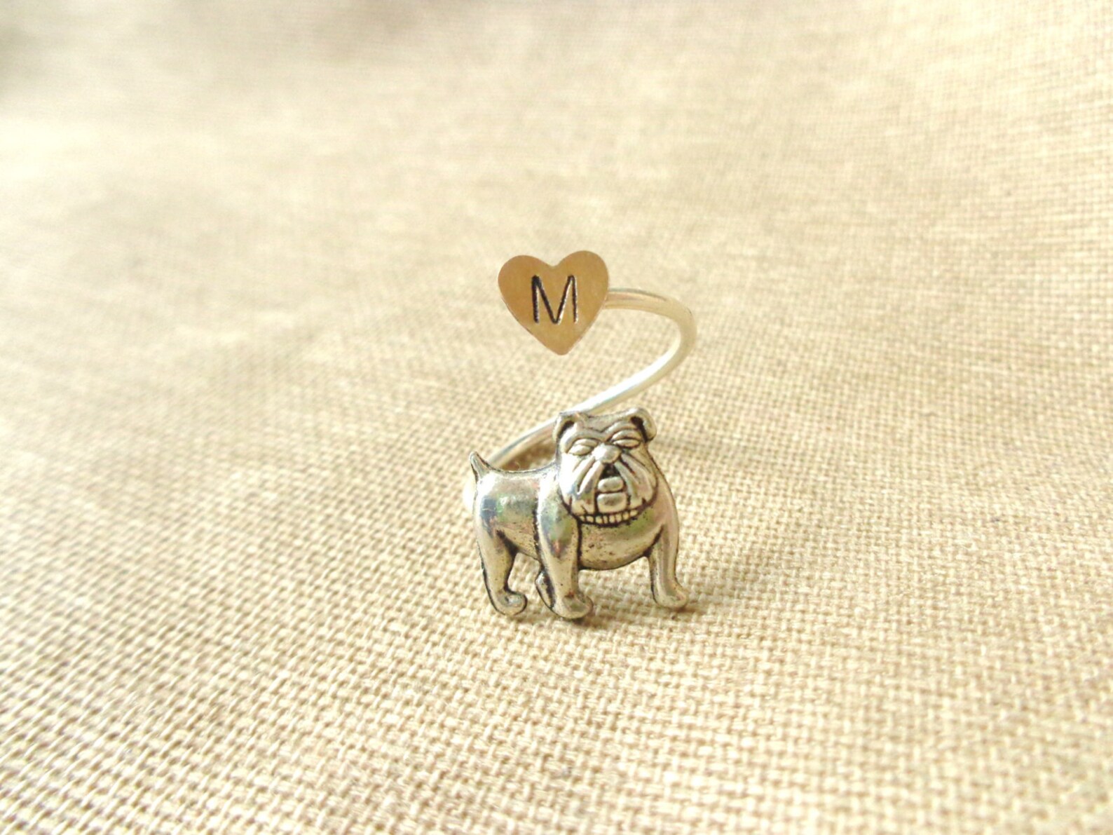 Personalized Dog Ring Wrap Style, Adjustable Heart, Animal Ring, Silver ...