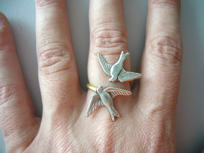 Silver Bird Ring, Adjustable Ring, Animal Ring, Silver Ring, Statement ...