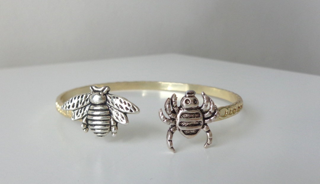 Spider Bee Insect Cuff Bracelet, Wrap Style, Animal Bracelet, Charm ...