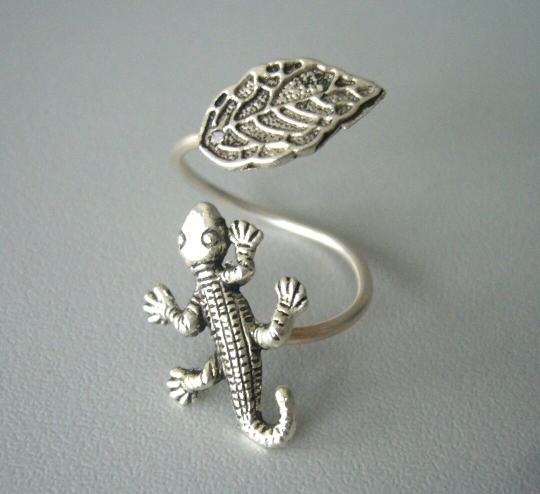 Silver Lizard Ring, Gecko Ring, Adjustable Ring, Animal Ring, Silver ...
