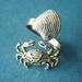 Crab Ring With a Shell Wrap Style, Adjustable Ring, Animal Ring, Silver ...