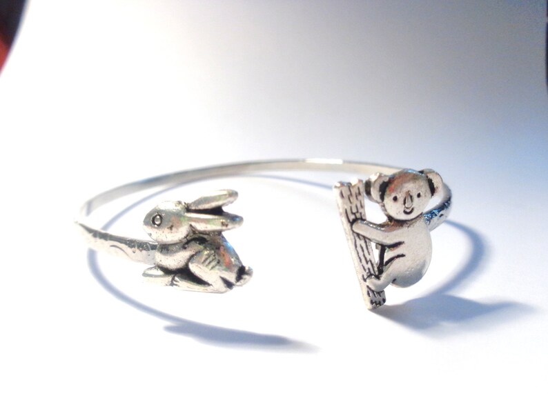 Silver Bunny and Koala Bracelet, Animal Bracelet, Charm Bracelet ...