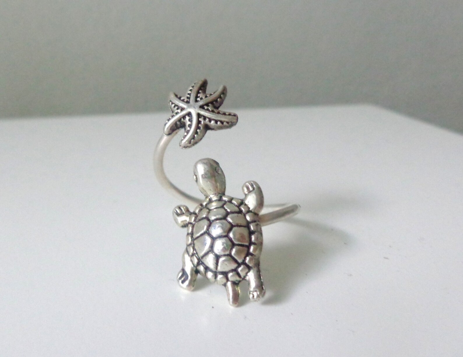 Silver Turtle Shell Ring Adjustable Ring Animal Ring Silver - Etsy