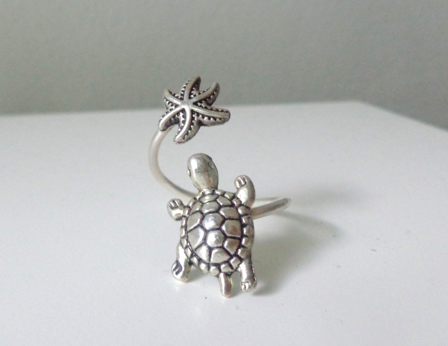 Silver Turtle Shell Ring Adjustable Ring Animal Ring Silver - Etsy
