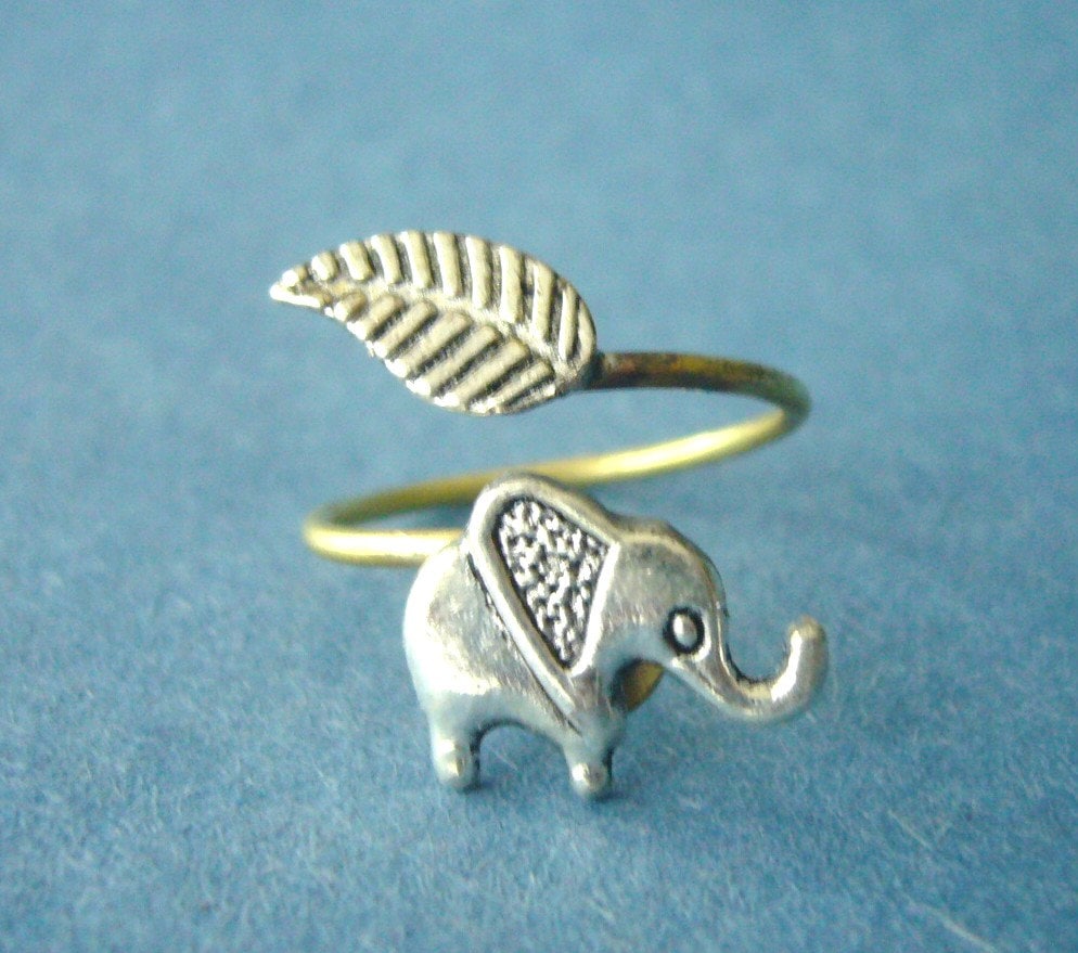 Elephant Wrap Ring, Adjustable Ring, Animal Ring, Silver Ring ...