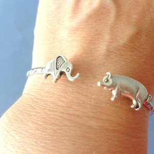 Elephant Cuff Bracelet With a Pig Wrap Style, Animal Bracelet, Charm ...