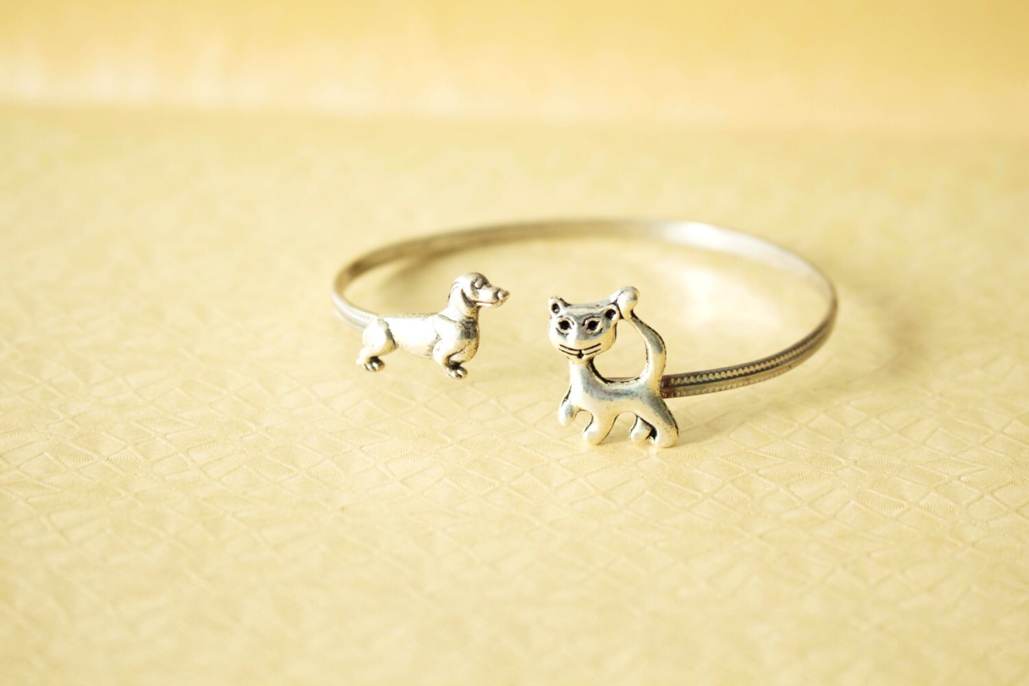 Cat Dog Cuff Bracelet, Animal Bracelet, Charm Bracelet, Bangle - Etsy