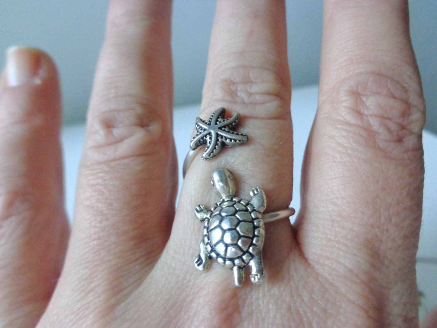Silver Turtle Shell Ring Adjustable Ring Animal Ring Silver - Etsy
