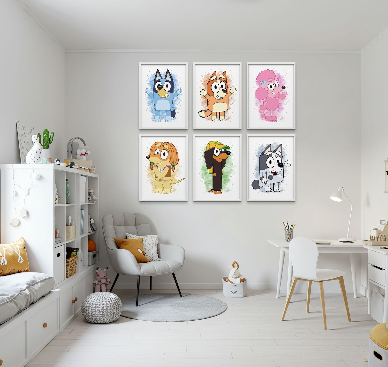 Bluey Poster Set of 6, Bluey Characters Wall Art, Bluey Prints, Bluey ...