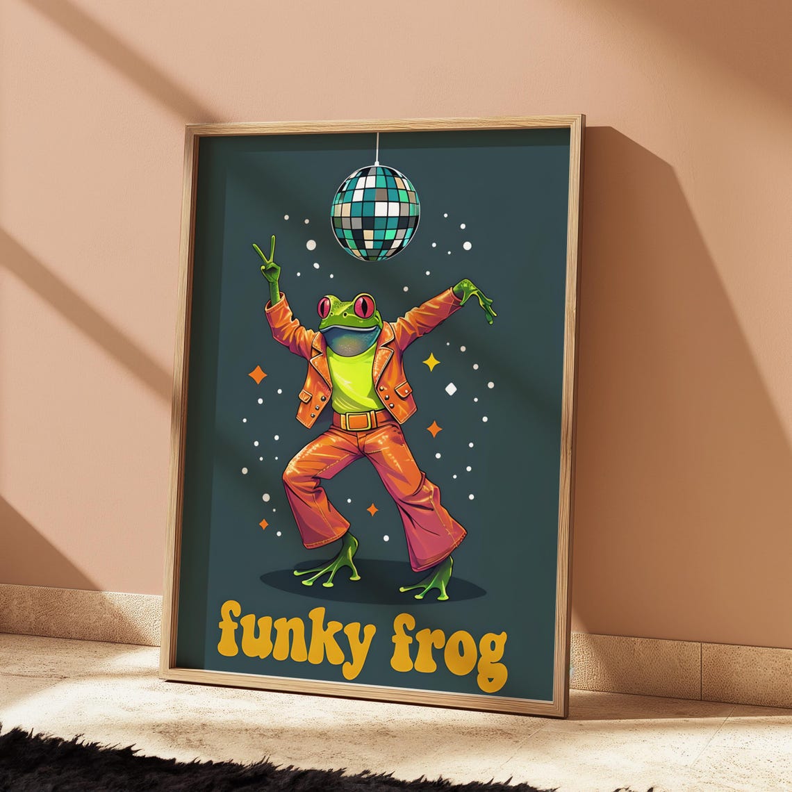 Retro Frog Print | Dancing Frog Art | Disco Ball Art Print | Quirky ...