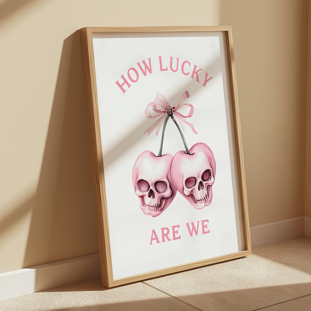 Pink Skull Cherry Art Print | Gothic Pastel Valentine (digital Download ...
