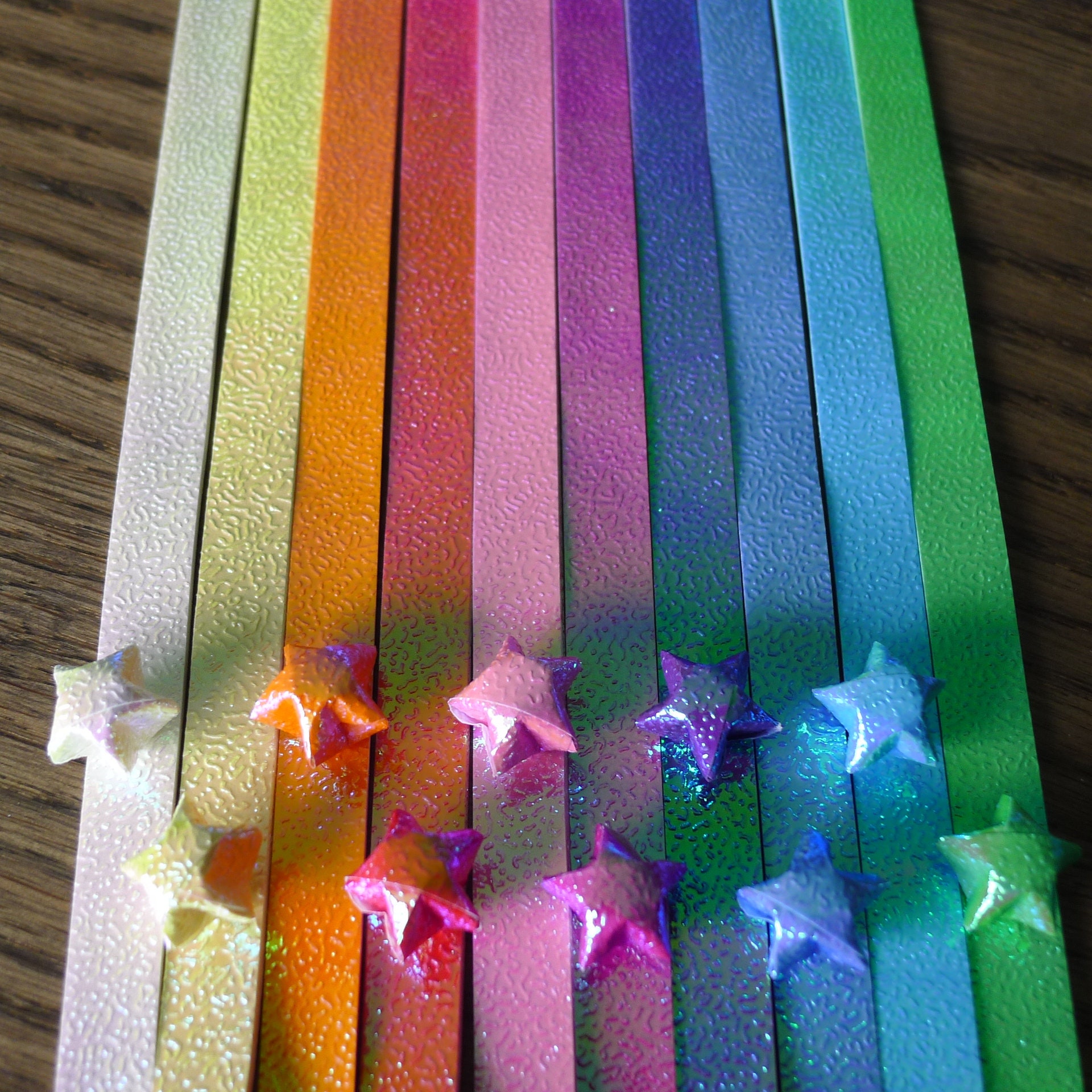 Rainbow Spectrum Pearlescent Sparkling Origami Lucky Star Paper Strips ...