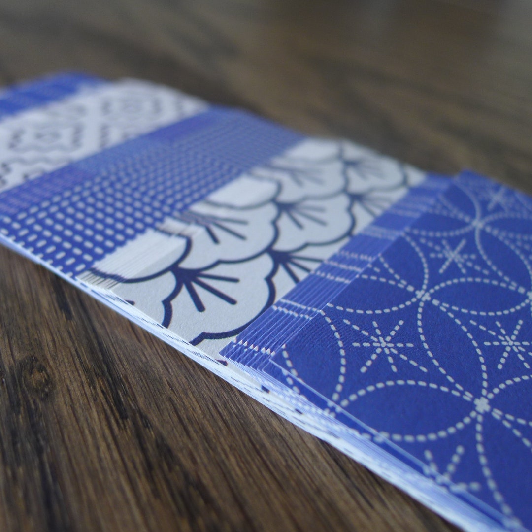 Geometric Blue Paper Pack for Origami Paper Crane Folding - 50 Sheets ...
