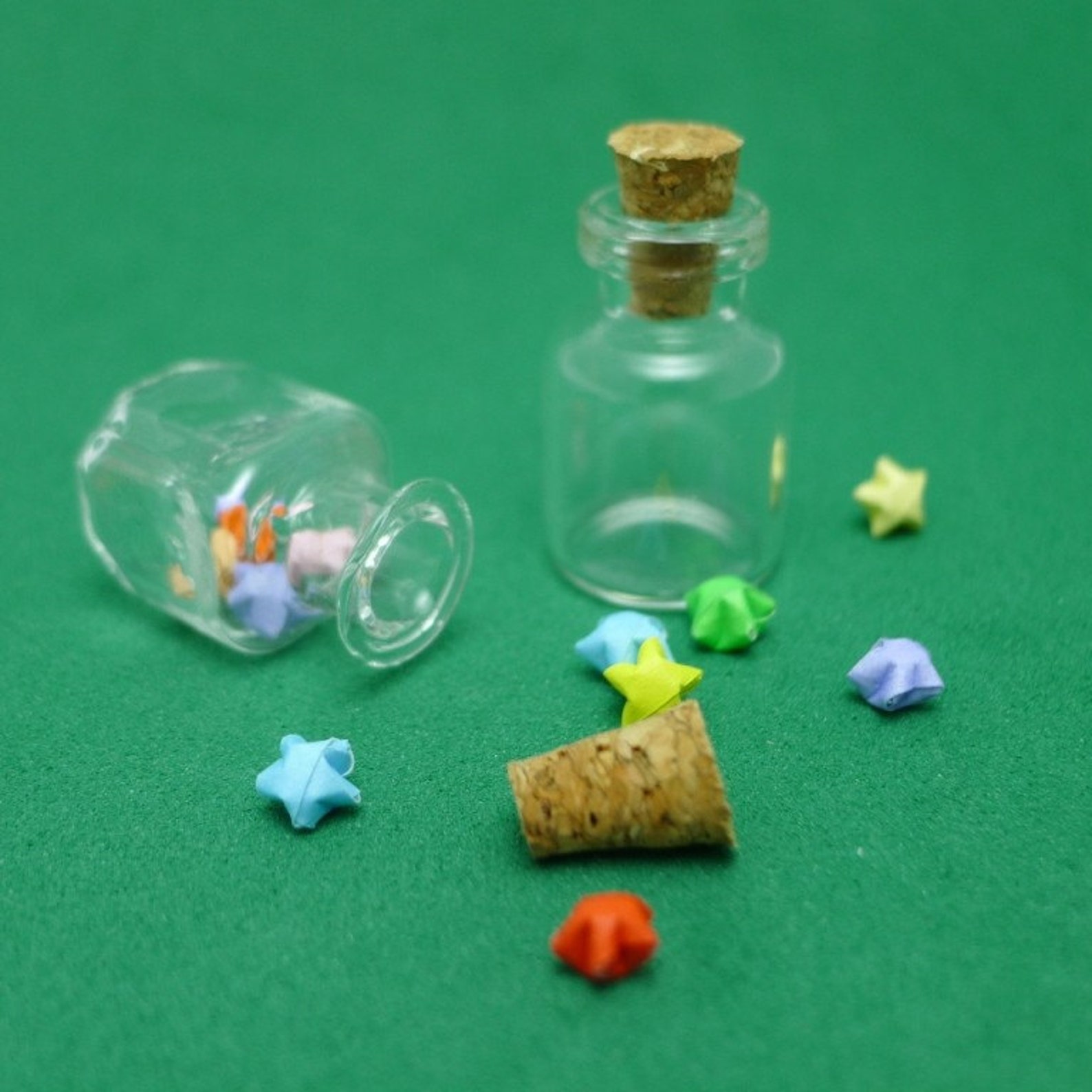 Cube Shaped Miniature Glass Bottle With 10 Ultramini Origami Lucky ...