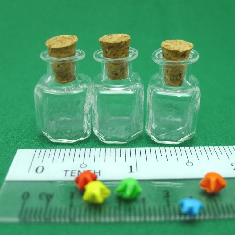 Cube Shaped Miniature Glass Bottle With 10 Ultramini Origami Lucky ...
