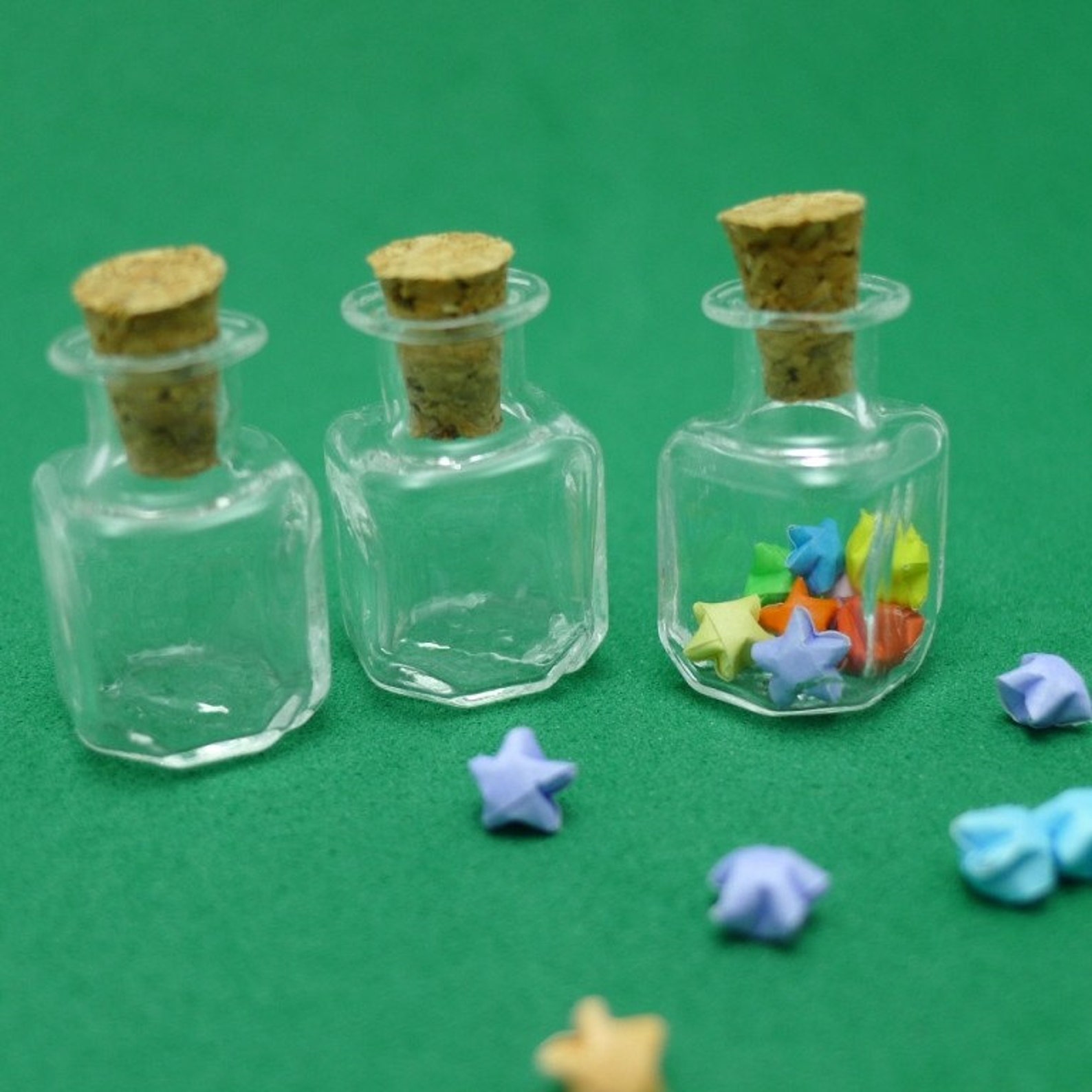 Cube Shaped Miniature Glass Bottle With 10 Ultramini Origami Lucky ...
