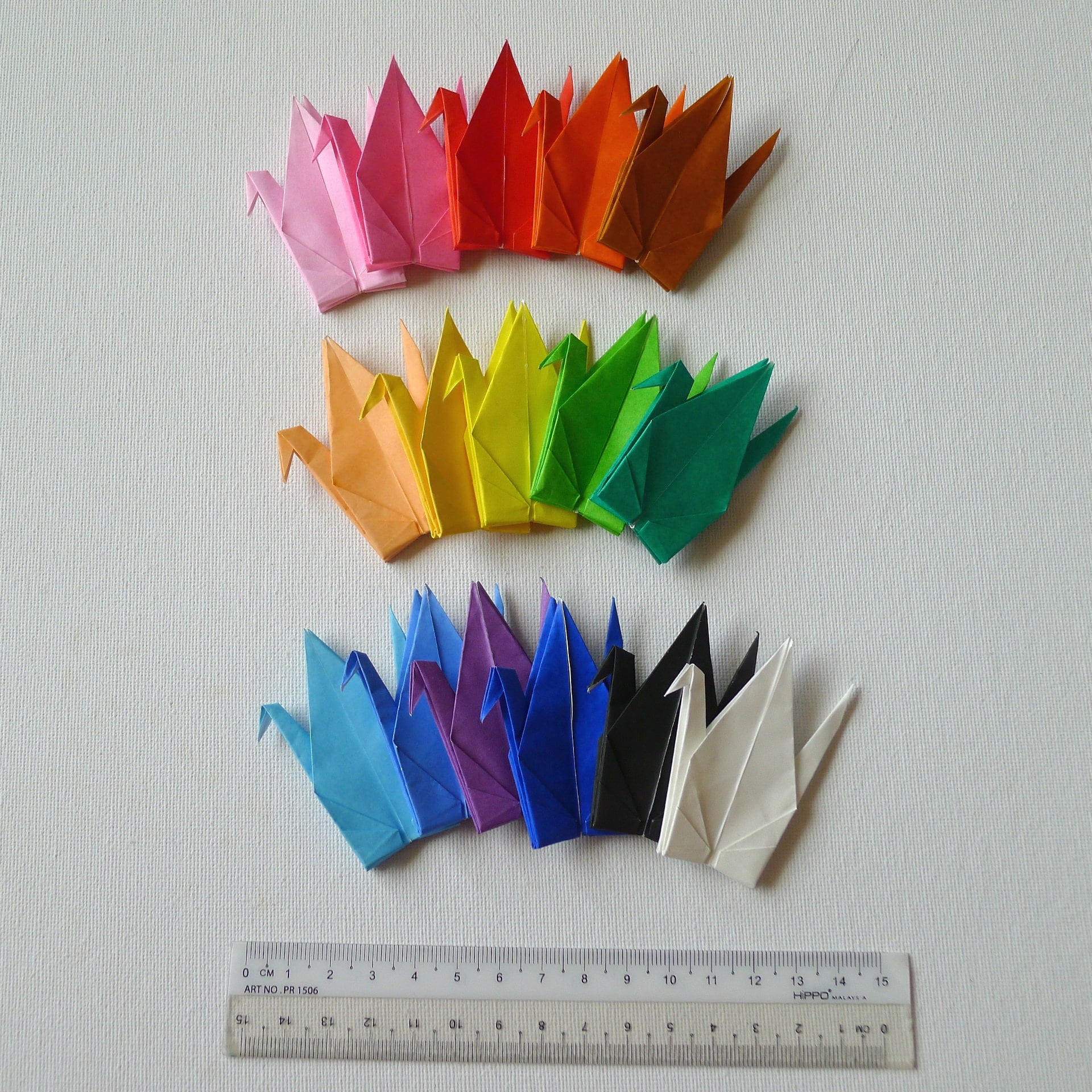 16 Beautiful Colorful Japanese Origami Paper Cranes made with | Etsy