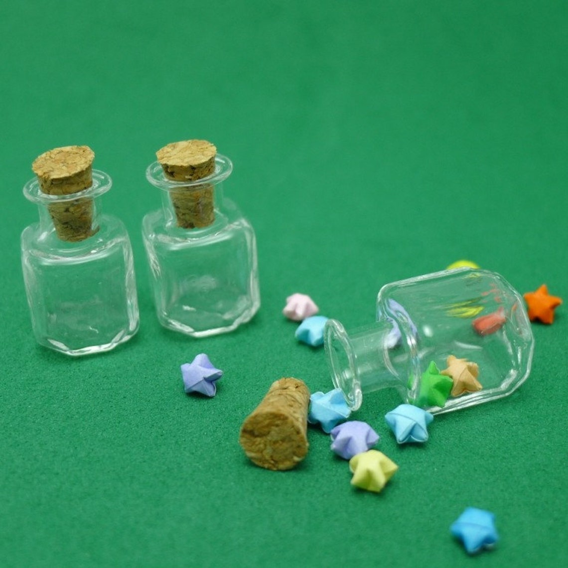 Cube Shaped Miniature Glass Bottle With 10 Ultramini Origami Lucky ...