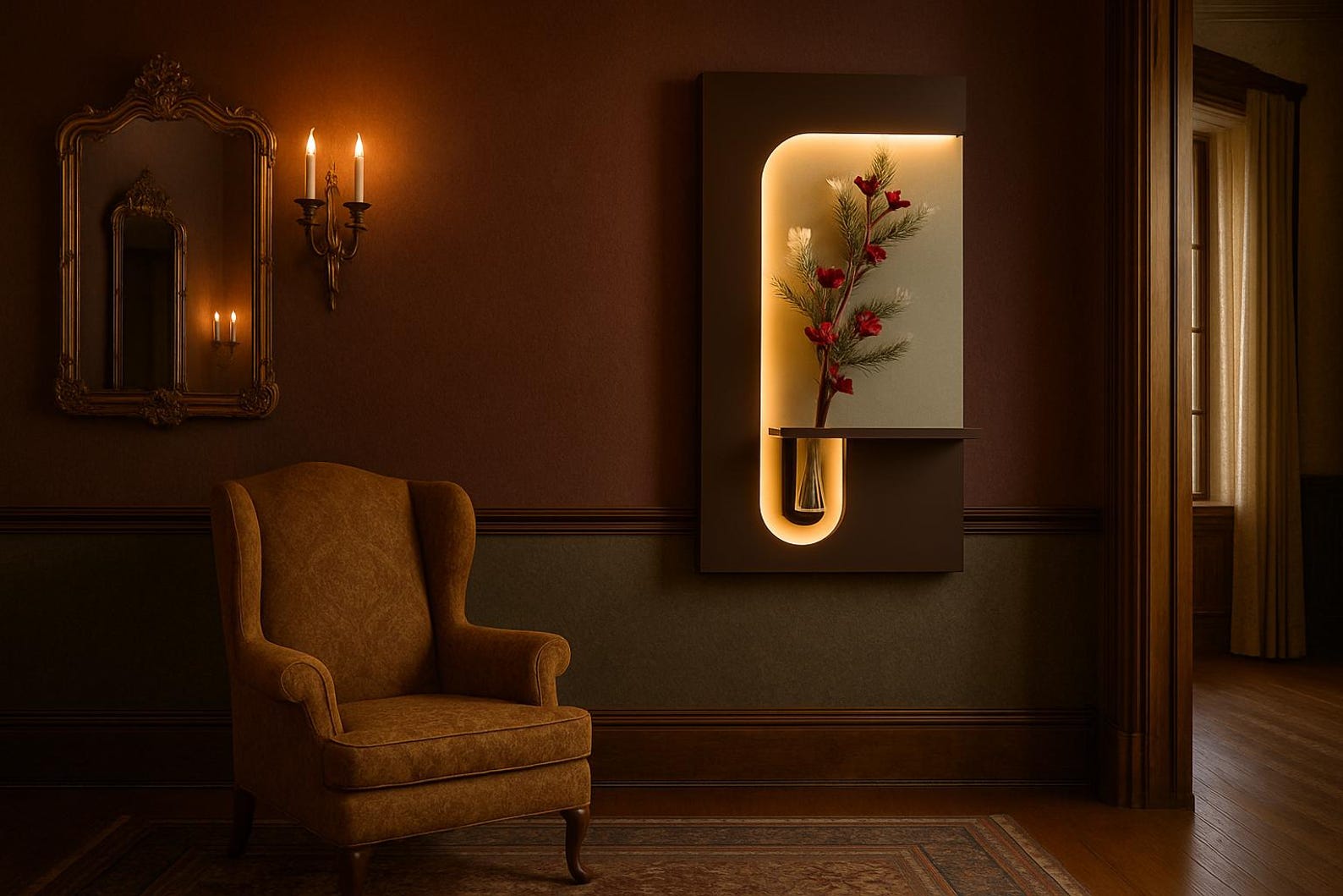 Handmade LED Wall Decor With Shelf: Modern Ambient Lighting - Etsy